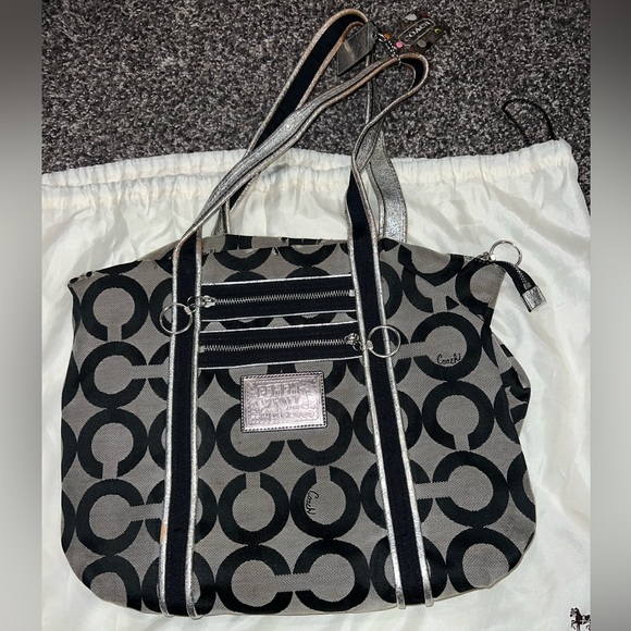 Coach | Bags | Coach Poppy Op Art Logo Glam Leather Purse | Poshmark